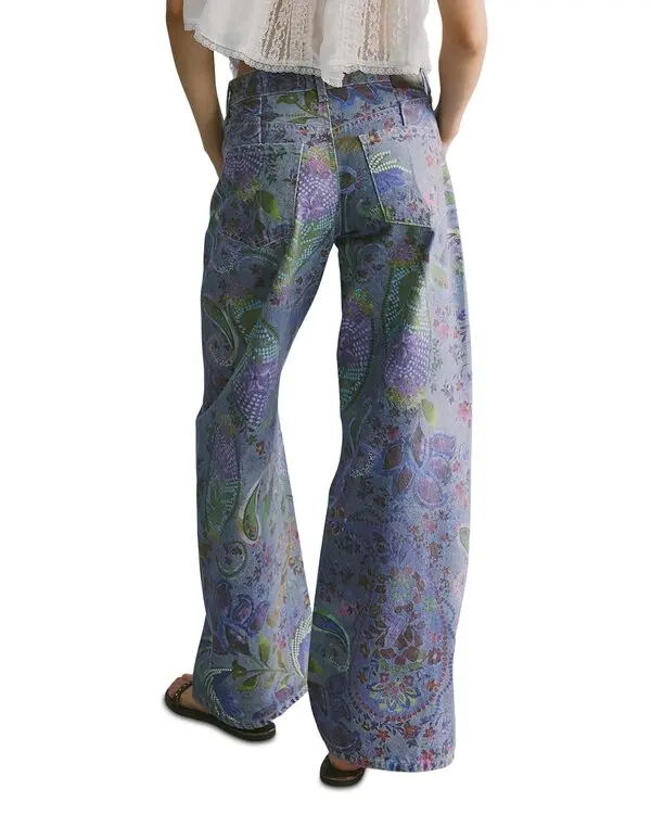 Free People Alter Ego Printed Wide Leg Jeans