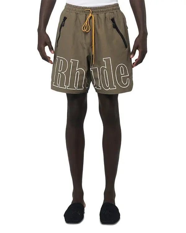 R H U D E 7.8 Drawstring Logo Shorts - Taupe