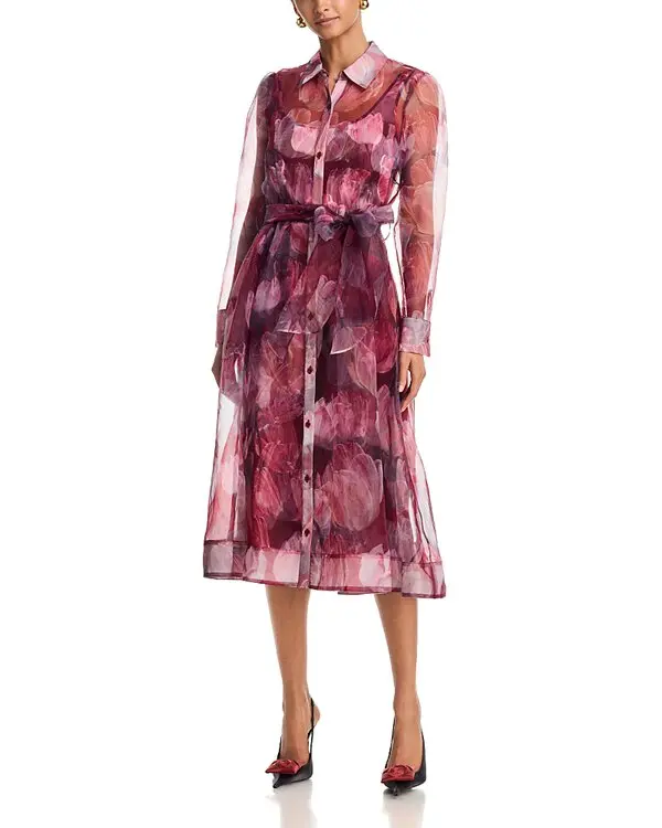 MILLY Printed Midi Shirt Dress