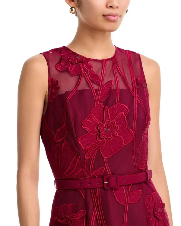 MILLY Anna Grand Fleur Embroidered Tiered Maxi Dress