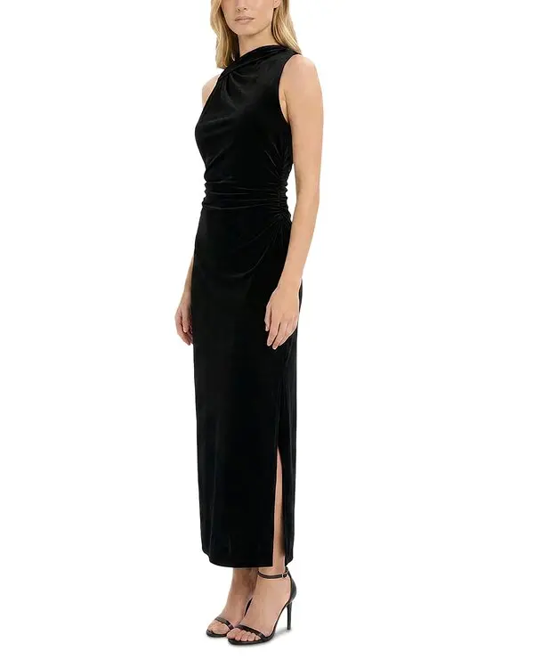 Maggy London Velvet Knot Shoulder Midi Dress