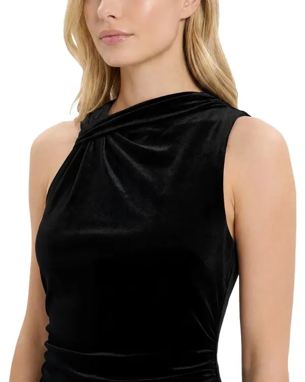 Maggy London Velvet Knot Shoulder Midi Dress