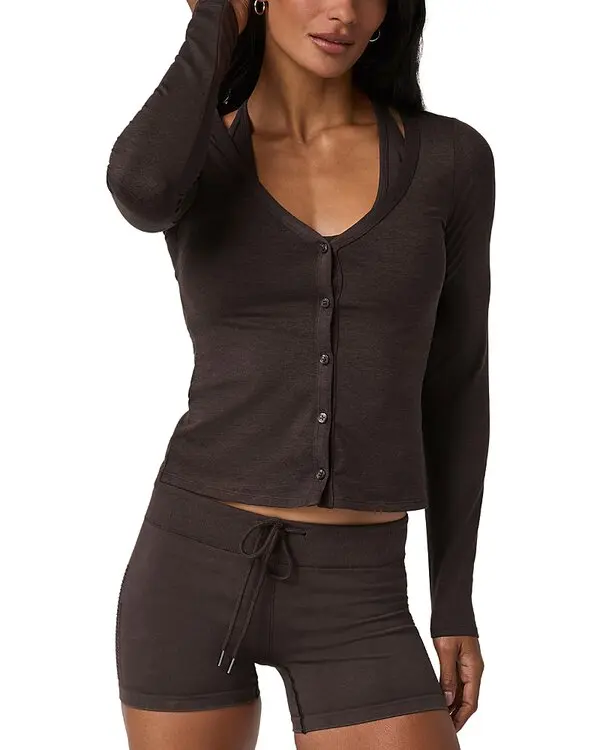 Vuori Halo V Neck Cardigan - Java Heather