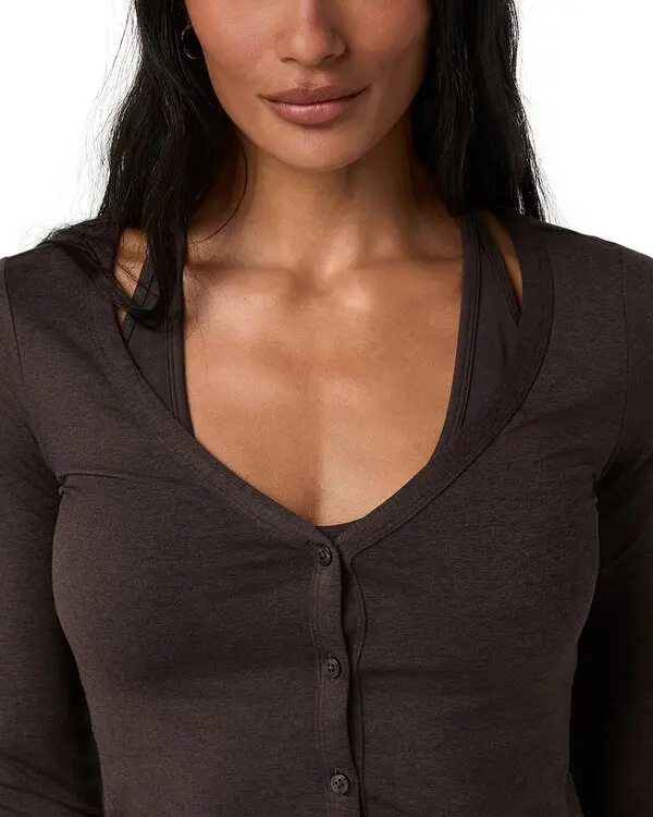Vuori Halo V Neck Cardigan - Java Heather