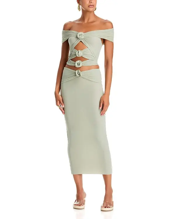 MAYGEL CORONEL Ruched Cutout Set - Sage