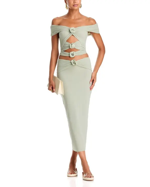 MAYGEL CORONEL Ruched Cutout Set - Sage