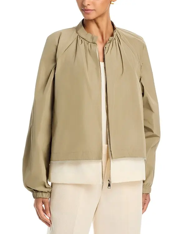 Fabiana Filippi Taffeta Bomber Jacket With Layered Hem