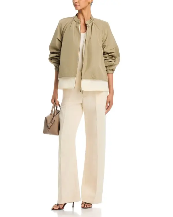 Fabiana Filippi Taffeta Bomber Jacket With Layered Hem