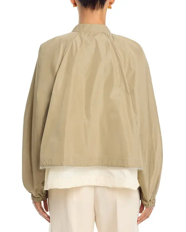 Fabiana Filippi Taffeta Bomber Jacket With Layered Hem