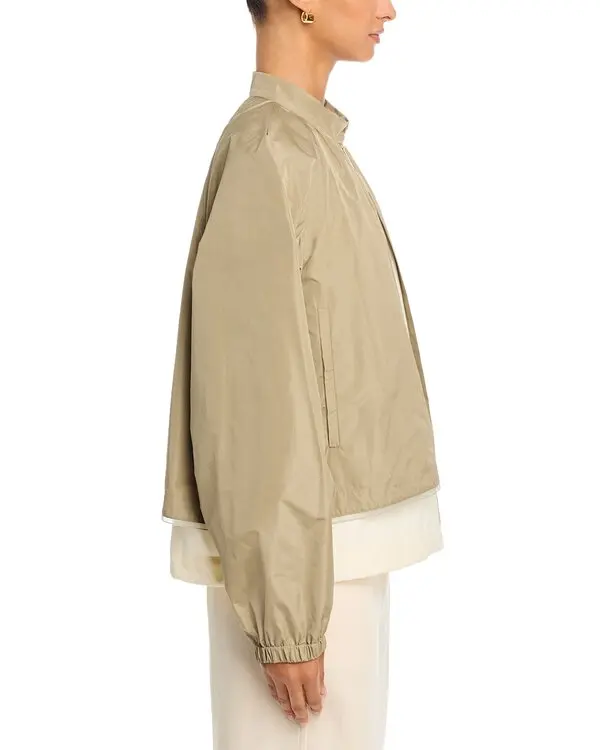 Fabiana Filippi Taffeta Bomber Jacket With Layered Hem