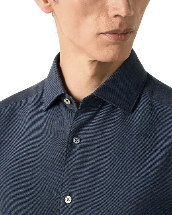 Zegna Cashco Cotton Blend Shirt - Navy Blue