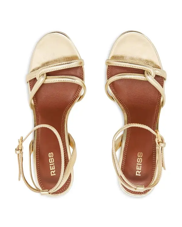 REISS Metallic Leather Stiletto Sandals