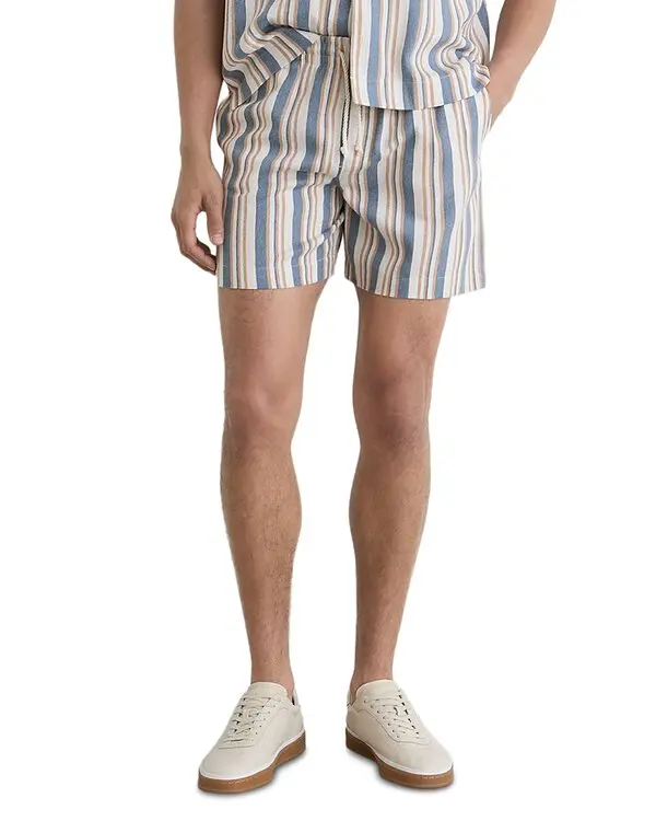 REISS Mararani Stripe Drawstring Shorts - Blue/ecru
