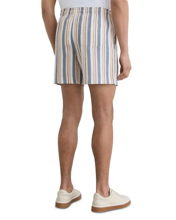 REISS Mararani Stripe Drawstring Shorts - Blue/ecru