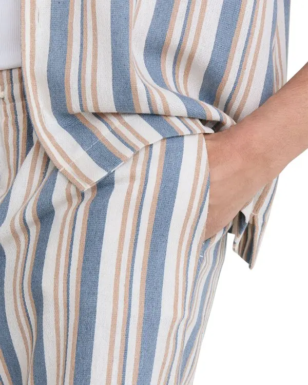 REISS Mararani Stripe Drawstring Shorts - Blue/ecru