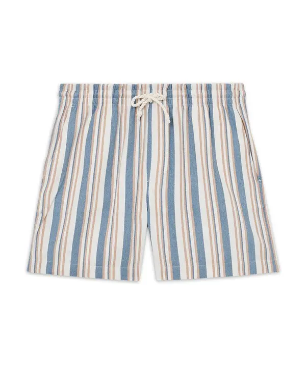 REISS Mararani Stripe Drawstring Shorts - Blue/ecru