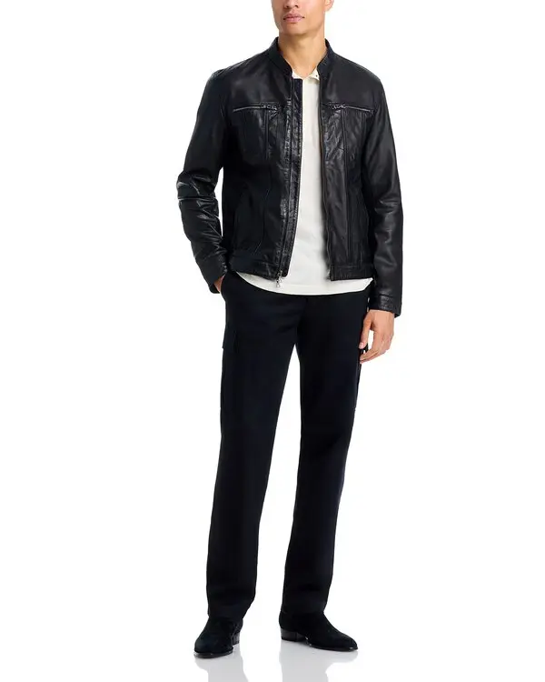 John Varvatos Kurt Zip Leather Jacket