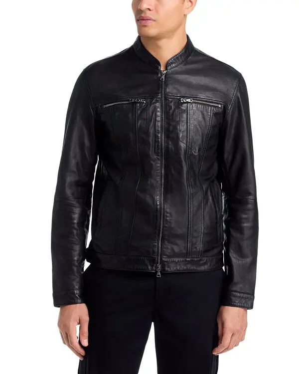 John Varvatos Kurt Zip Leather Jacket