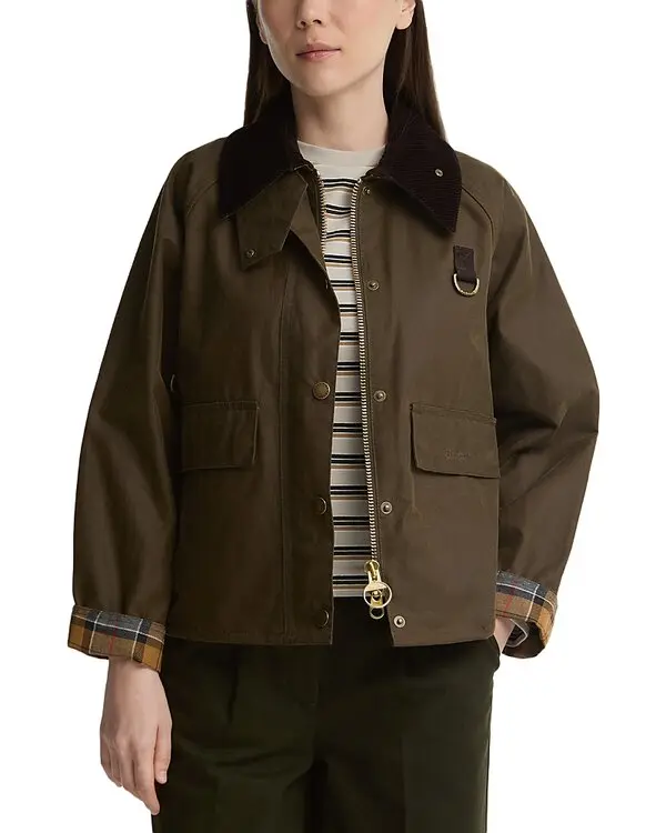 Barbour Spey Waxed Cotton Jacket - Olive/beige/classic