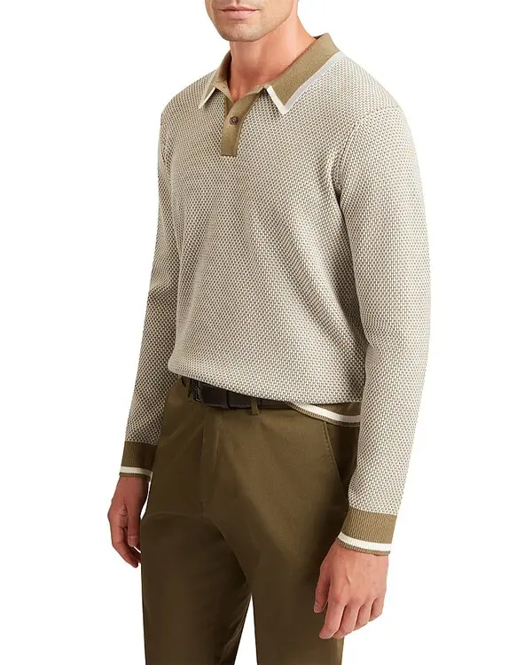 Ted Baker London Buckler Long Sleeve Waffle Stitch Polo