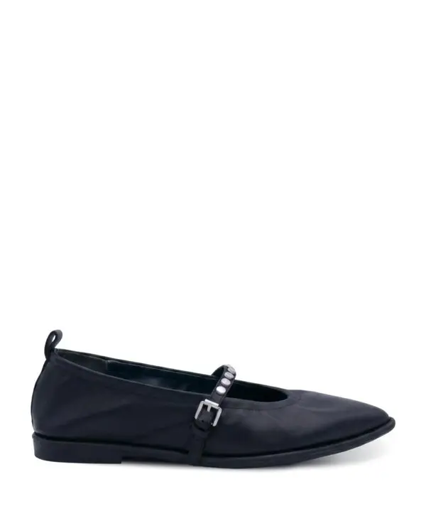 Ash Bella Studded Mary Jane Flats - Black
