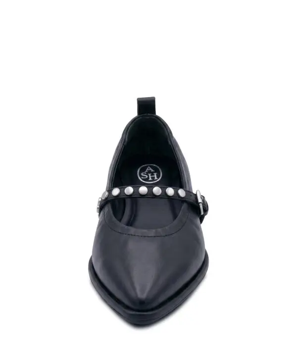 Ash Bella Studded Mary Jane Flats - Black