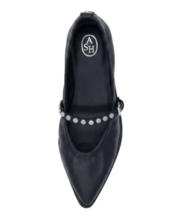 Ash Bella Studded Mary Jane Flats - Black