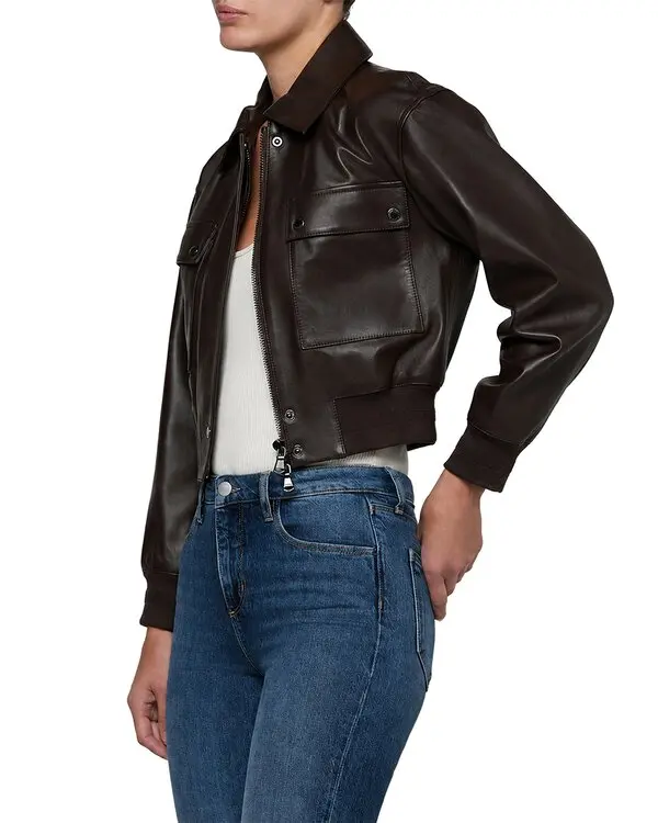 L'Agence Clotilde Leather Bomber Jacket