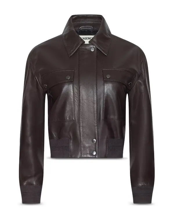 L'Agence Clotilde Leather Bomber Jacket