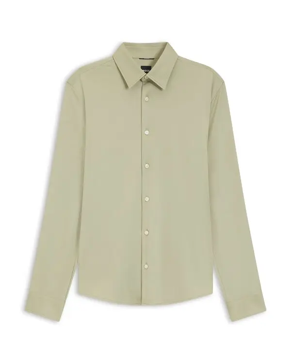 BOSS Roan Kent Collar Slim Fit Shirt - Beige