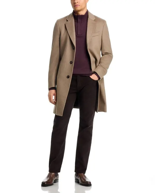 BOSS Liorman Wool & Cotton Zip Neck Sweater - Open Red