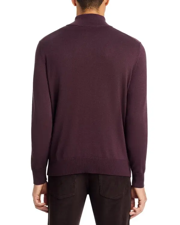 BOSS Liorman Wool & Cotton Zip Neck Sweater - Open Red