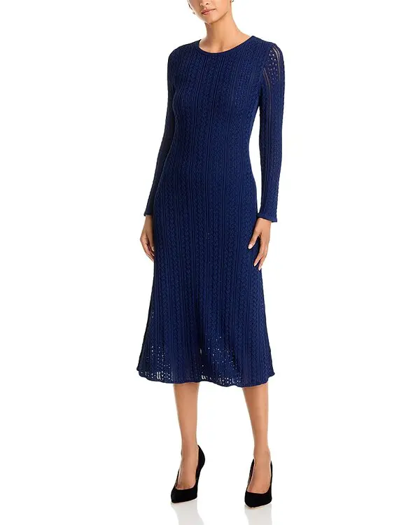 Elie Tahari Julietta Pointelle Sweater Dress - Twilight Sky