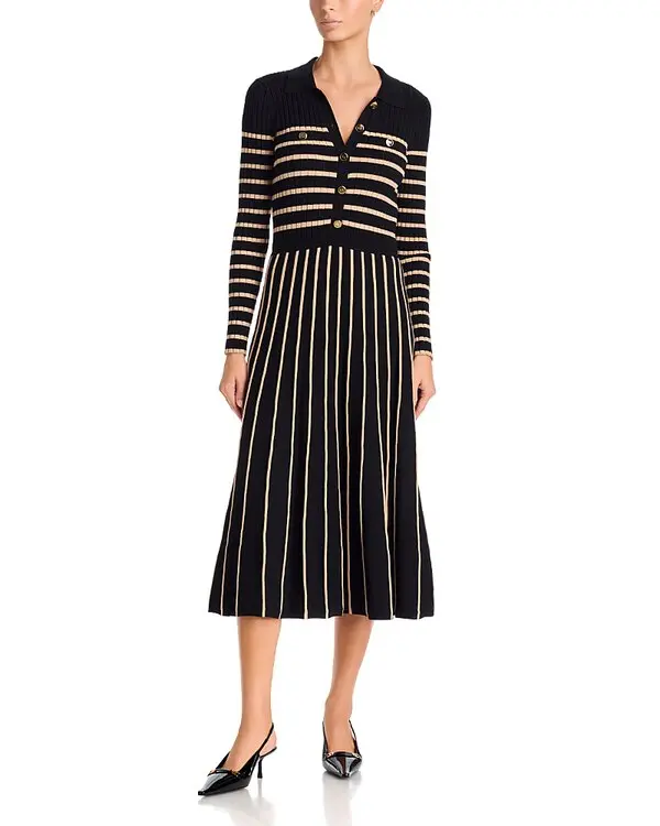 Elie Tahari Elodie" Ribbed Knit Sweater Dress - Noir/vicun