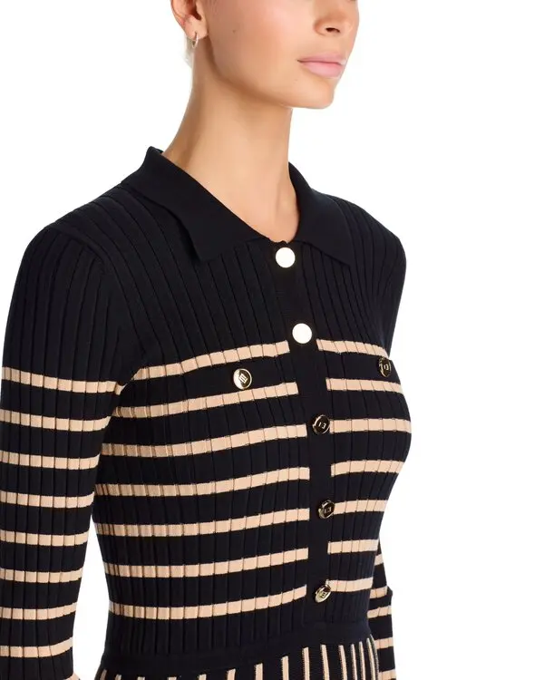 Elie Tahari Elodie" Ribbed Knit Sweater Dress - Noir/vicun