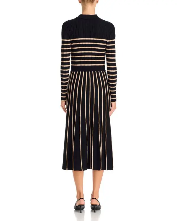 Elie Tahari Elodie" Ribbed Knit Sweater Dress - Noir/vicun