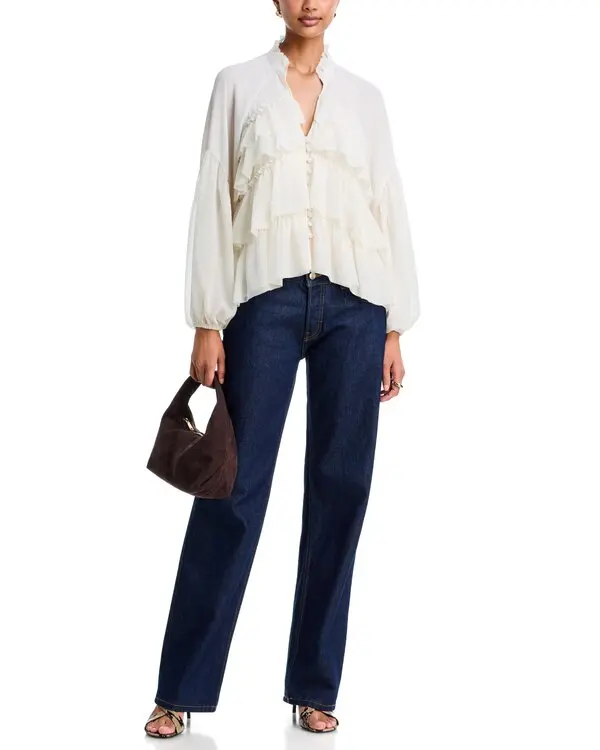 Cinq À Sept Amoura Stand Collar Ruffle Tiered Top