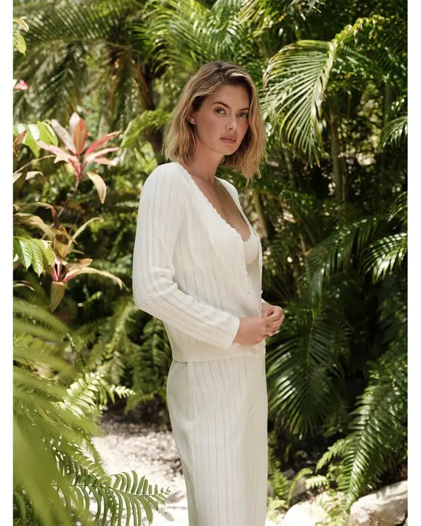 Eberjey Pointelle Knit Cardigan - Ivory