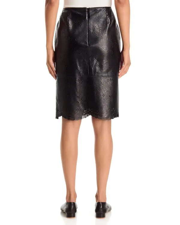 Lafayette 148 New York Laser Cut Leather Pencil Skirt