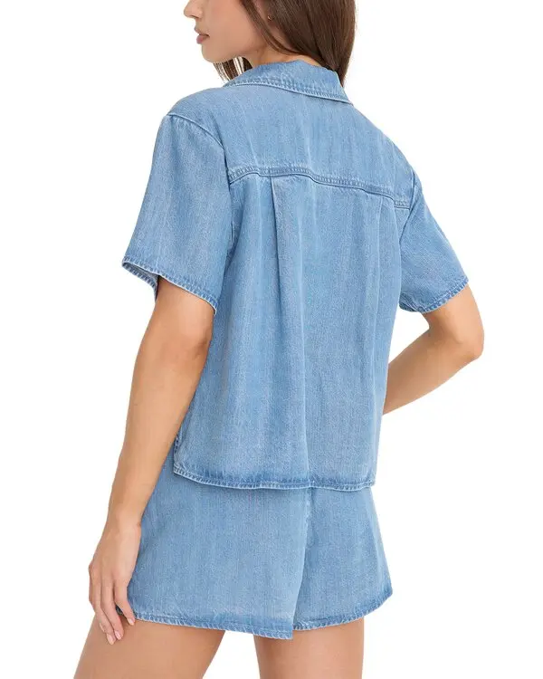 Good American The Denim Camp Shirt In Indigo1273
