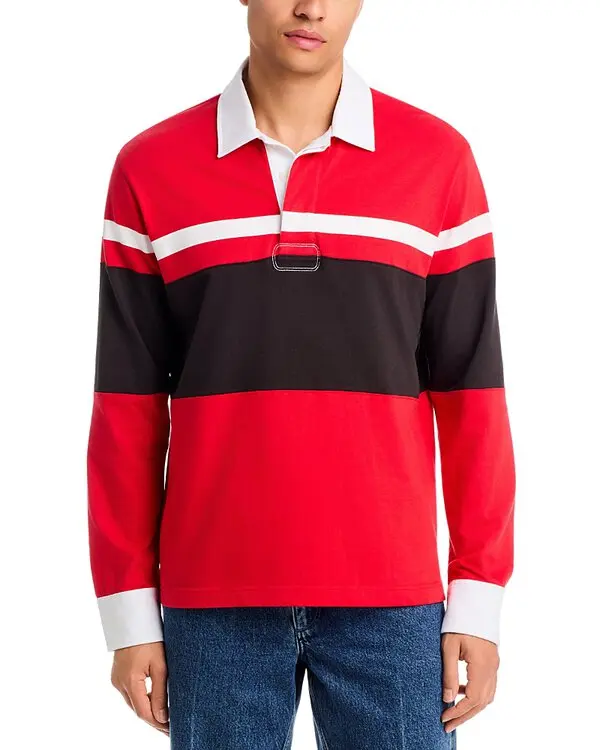 Rag & Bone Classic Cotton Stripe Rugby Shirt - Red Multi