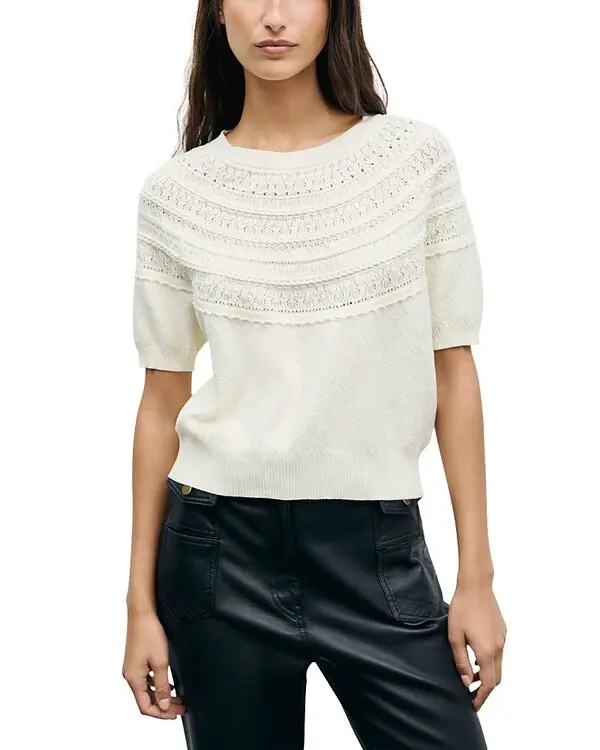 Gerard Darel Roberte Cotton Pointelle Sweater