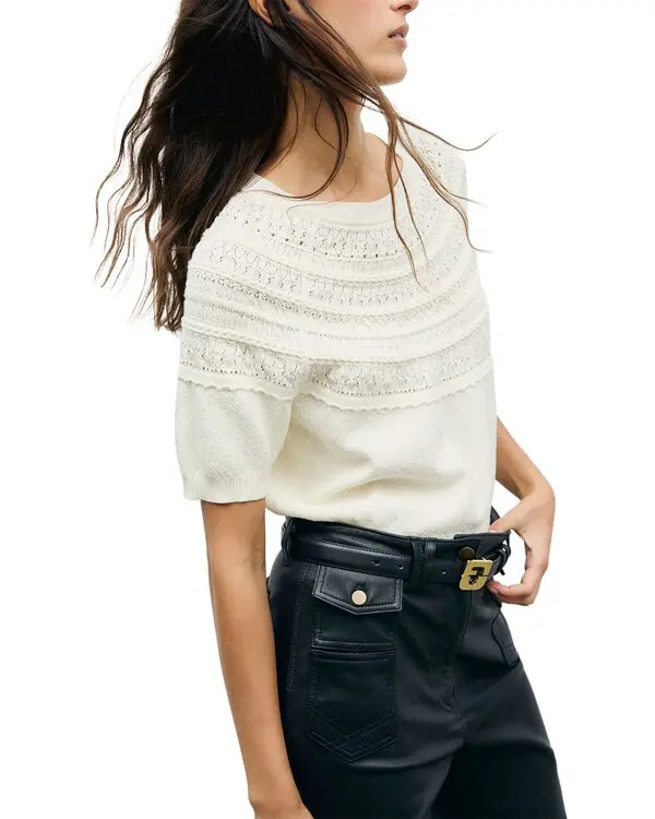 Gerard Darel Roberte Cotton Pointelle Sweater