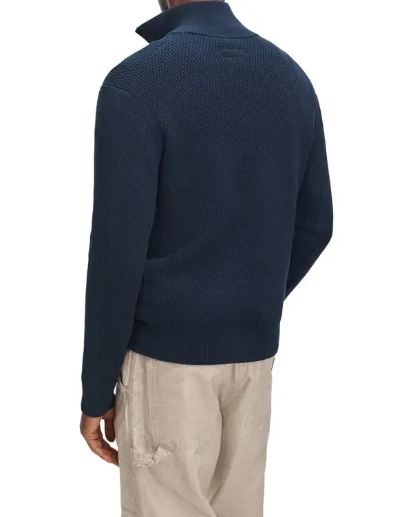 Rag & Bone Danton Quarter Zip Cotton Sweater - Navy