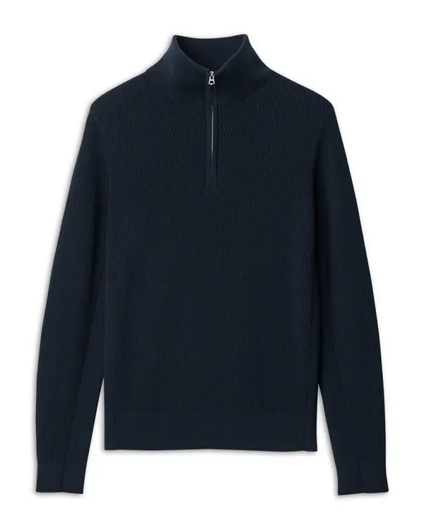 Rag & Bone Danton Quarter Zip Cotton Sweater - Navy