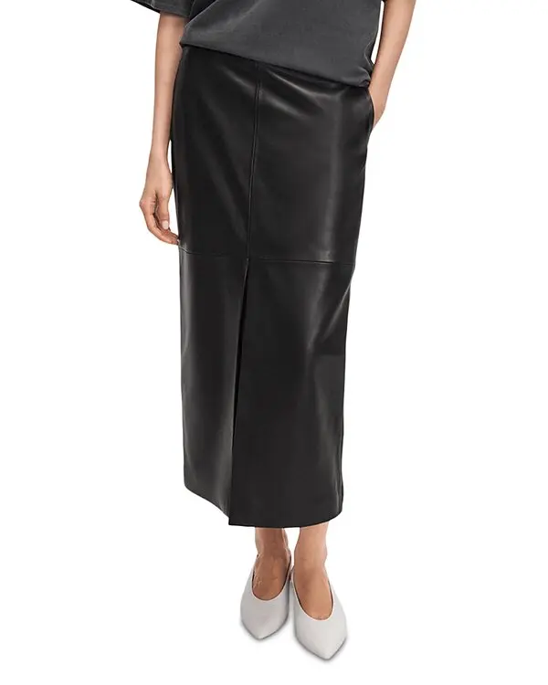 Rag & Bone Bessie Leather Midi Skirt