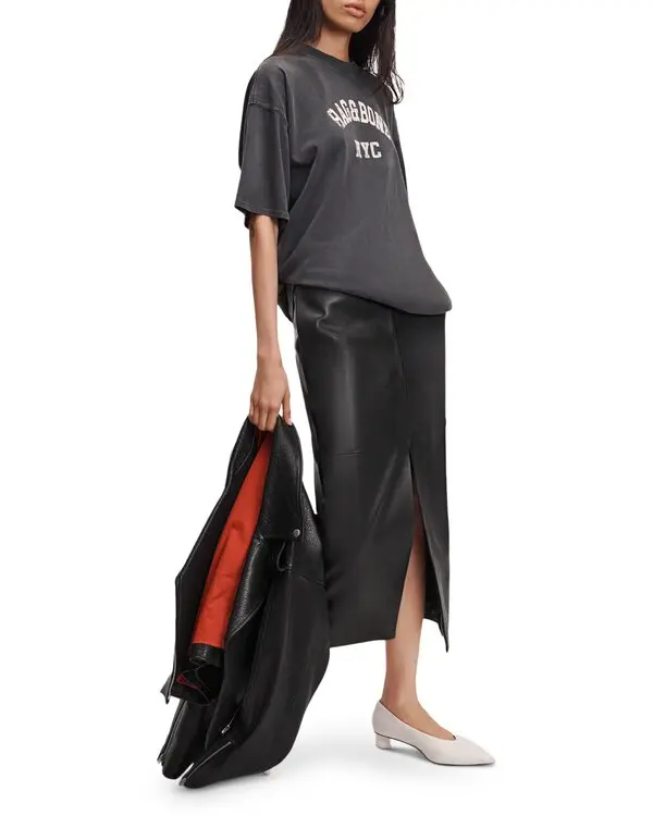 Rag & Bone Bessie Leather Midi Skirt