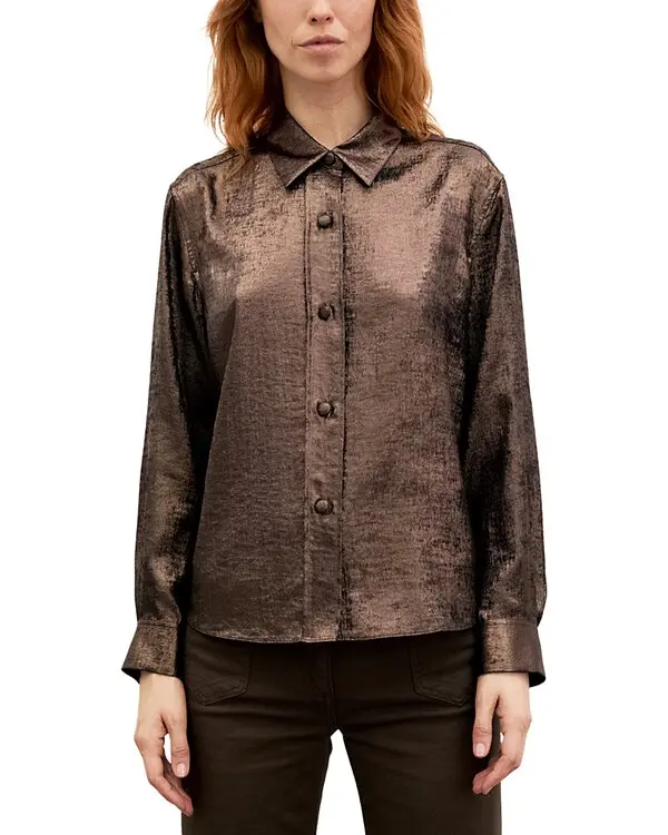 Gerard Darel Loyce Metallic Textured Blouse - Brown