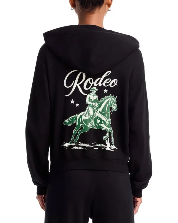 Aqua Cropped Zip Hoodie With Star Embellishments - Black