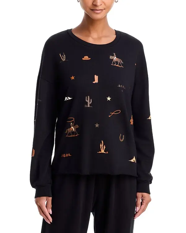 Aqua Tessa Rodeo Elements Cotton Sweatshirt - Black